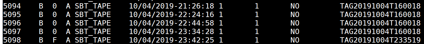 RMAN List Backup Summary command – Geodata Master