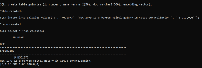 Oracle 26ai vector column data type – Geodata Master